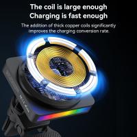 China QI2 One-Piece Stretched All-Metal Design Bottom RGB Ambient Light Projection Central Control Car Magnetic Wireless Charger Phone Charging Light Always On 9 Light Colors Switching 15w Fast Charging for sale