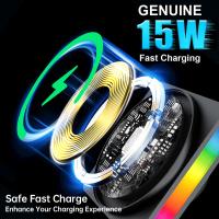 China QI2 One-Piece Stretched All-Metal Design Car Magnetic Wireless Charger With 9 Light Colors And Projection Ambient Light for sale