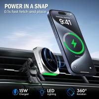 China Advanced Iphone Charger Stand 9 Light Colors Switching Car Magnetic Wireless Charger With 15w Fast Charging Thin And Durable for sale