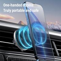 China Magsafe Car Mount Magnetic Wireless Charging Car Phone Holder With Customized Running Light And Logo Engraving For Automotive for sale