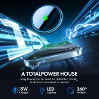 China 15w Wireless Charger Metal Magnetic Car Phone Holder With Innovative Running Light Design And Fast Magsafe Magnetic Suction for sale
