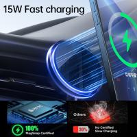 China Magnetic Stable Car Wireless Charging Station Fast Charging One Hand Operation Horizontal / Vertical With Crystal Ambient Light Desgin for sale