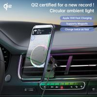 China Silent Cooling Fan 15W Fast Charging Car Wireless Charger with Super Strong Magnetic Suction and Customized Shell Color for sale