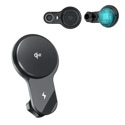 China Wireless Charging Car Phone Holder Ultra-Thin Fan Cooling Fast Charging Car Phone Holder With Strong Magnetic Stability for sale