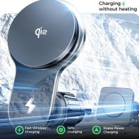 China Wireless Charging Car Phone Holder Ultra-Thin Fan Cooling Fast Charging Car Phone Holder With Strong Magnetic Stability for sale