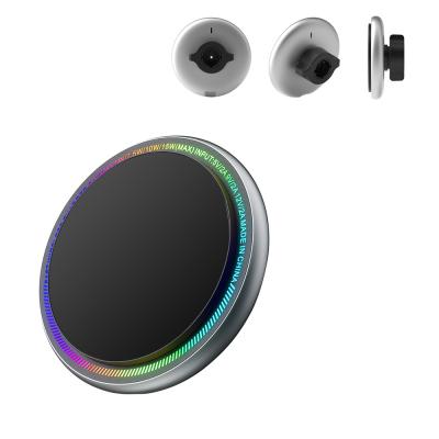 China Sleek And Stylish Magsafe Wireless Charger Car Phone Holder With Strong Magnetic Suction And Customizable Running Light for sale