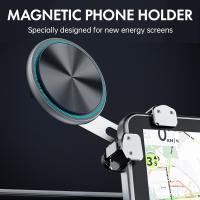 China Sleek And Stylish Magsafe Wireless Charger Car Phone Holder With Strong Magnetic Suction And Customizable Running Light for sale