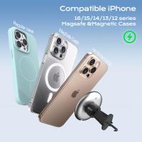 China Sleek And Stylish Magsafe Wireless Charger Car Phone Holder With Strong Magnetic Suction And Customizable Running Light for sale