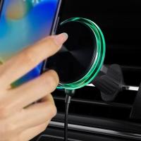 China Crystal Ambient Light Magnetic Car Phone Holder With Strong Magnetic Attraction And One Hand Operation for sale