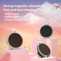China Iphone Wireless Charger Crystal Ambient Light Design Magnetic Stable Car Charging Fast One Hand Operation for sale