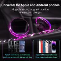China Fast Wireless Charging Magsafe Car Mount Magnetic Stable Crystal Ambient Light Design Horizontal Vertical for sale