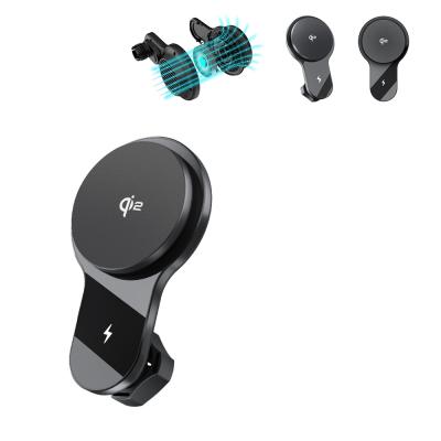 China Strong Magnetic Stability Ultra-Thin Fan Cooling Fast Charging Wireless Charging Car Phone Holder One-Handed Operation for sale
