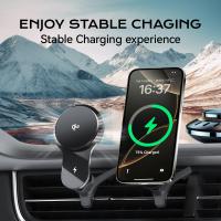 China Strong Magnetic Stability Ultra-Thin Fan Cooling Fast Charging Wireless Charging Car Phone Holder One-Handed Operation for sale