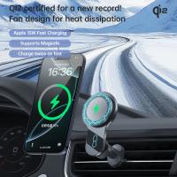 China Strong Magnetic Stability Ultra-Thin Fan Cooling Fast Charging Wireless Charging Car Phone Holder One-Handed Operation for sale