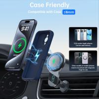 China Ultra-Thin Fan Cooling 15w Wireless Charger Car Phone Holder With Qi2 Fast Charging LED Lighting And Strong Magnetic Suction for sale