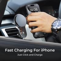 China Qi2 Fan Magnetic Wireless Charger Car Phone Holder With Well-Designed Motherboard And Coil Layout For Simultaneous Cooling for sale