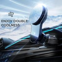 China Strong Magnetic Stability Ultra-Thin Fan Cooling Fast Charging Wireless Charging Car Phone Holder One-Handed Operation for sale