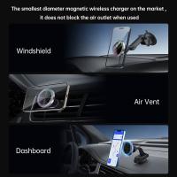 China Ultra Small Diameter Magnetic Wireless Car Phone Holder With One Hand Operation And Fast Charging RGB Light Effect for sale