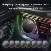 China Iphone Car Charger Ultra Small Diameter Magnetic Wireless Charger Car Mount Aluminium Alloy Texture RGB Light Effect for sale