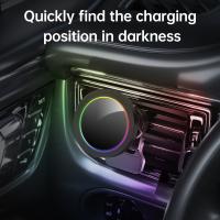 China Magsafe Car Mount Aluminium Alloy Texture Wireless Charger With RGB Light Display And One Hand Operation For Automotive for sale