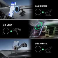 China Small And Thin Magnetic Car Mount Wireless Charger With Hidden Light Off Function For A Neat Look for sale