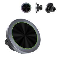 China Aluminium Alloy Texture RGB Light Effect Adjustable Magsafe Wireless Charger For Car Phone Holder Fast Charging One Hand Operation for sale