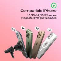 China Aluminium Alloy Texture RGB Light Effect Adjustable Magsafe Wireless Charger For Car Phone Holder Fast Charging One Hand Operation for sale