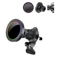 China Adjustable RGB Light Effect 15w Wireless Charger For Car Phone Holder With Aluminium Alloy Texture for sale