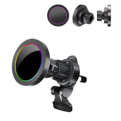 China Adjustable RGB Light Effect 15w Wireless Charger For Car Phone Holder With Aluminium Alloy Texture for sale