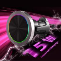 China Adjustable RGB Light Effect Wireless Charging Station For Car Phone Holder With One Hand Operation for sale