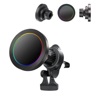 China Ultra Small Diameter Magnetic Wireless Car Charger With Aluminium Alloy Texture And One Hand Operation For Automotive for sale