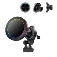 China Aluminium Alloy Texture RGB Light Effect Adjustable Minimum Car Phone Holder Fast Charging Iphone Wireless Charger Wireless for sale