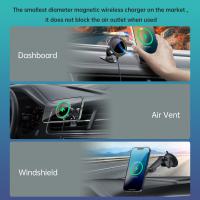China Aluminium Alloy Texture 15w Wireless Charger For Car Phone Holder With Hidden Light Off Function for sale