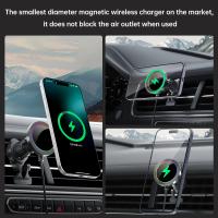 China Aluminium Alloy Texture 15w Wireless Charger For Car Phone Holder With Hidden Light Off Function for sale
