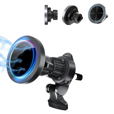 China Fast Charging Wireless Car Phone Holder With Aluminium Alloy Texture And Adjustable RGB Light Effect For One Hand Operation for sale