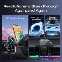 China Fast Charging Wireless Car Phone Holder With Aluminium Alloy Texture And Adjustable RGB Light Effect For One Hand Operation for sale