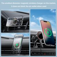China Adjustable RGB Light Effect Iphone Car Charger With Fast Charging And One Hand Operation For Small Diameter Magnetic Design for sale