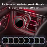 China Adjustable RGB Light Effect Iphone Car Charger With Fast Charging And One Hand Operation For Small Diameter Magnetic Design for sale