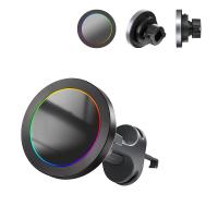 China Aluminium Alloy Texture RGB Light Effect Wireless Car Phone Holder Fast Charging One Hand Operation for sale