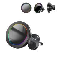 China Aluminium Alloy Texture RGB Light Effect Wireless Car Phone Holder With Fast Charging And Adjustable Lights For Automotive for sale