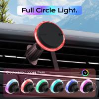 China Customizable Lighting Modes and Cooling Fan Frosted Lens Magnetic Car Wireless Charger for Tech Car Interior for sale