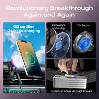 China Crystal Texture Car Wireless Charger With Cooling Fan And Starry Sky Light For Iphone Charger Stand for sale