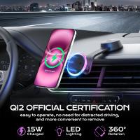 China Super Strong Magnetic Suction Iphone Car Charger With Multiple Lighting Modes And Transparent Design for sale