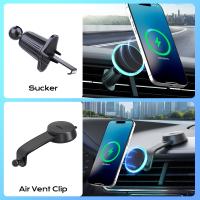 China 15W/10W/7.5W/5W Output Power Magsafe Car Mount With Crystal Texture And Magnetic Enhancement For Secure Wireless Charging for sale