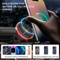 China 15W/10W/7.5W/5W Output Power Magsafe Car Mount With Crystal Texture And Magnetic Enhancement For Secure Wireless Charging for sale