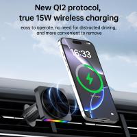 China Wireless Car Phone Holder with 9-Color Ambient Light and Qi Charging for sale