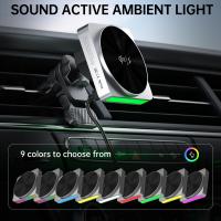 China Wireless Car Phone Holder with 9-Color Ambient Light and Qi Charging for sale