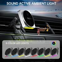 China 15W Fast Wireless Charging Magsafe Car Mount with 9-Color Ambient Light for sale