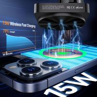 China Q2 Wireless Charger All-Metal Design 15w Fast Charging Car Magnetic Wireless Charger Ambient Light Projection for sale