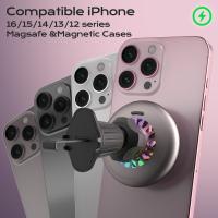 China Magsafe Car Mount Starry Sky Light Effect Fast Heat Dissipation QI2 Fast Charging Magnetic Car Wireless Charging Bracket for sale